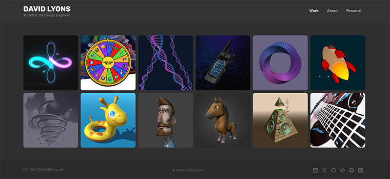 3D Artist, Front End Web Dev, Design Engineer | David Lyons